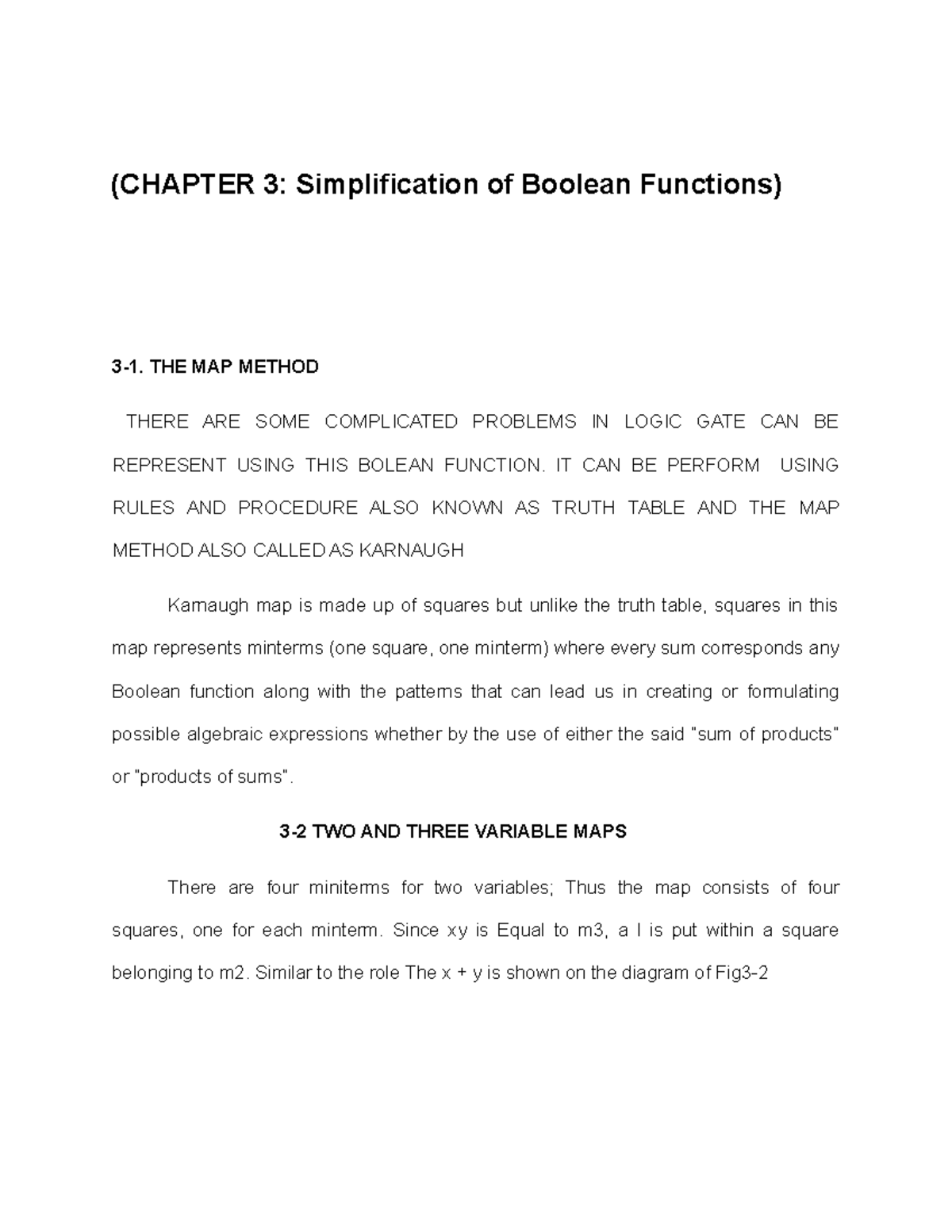 1 Chapter 3 Simplification of Boolean Functions - (CHAPTER 3: Simplification of Boolean ...