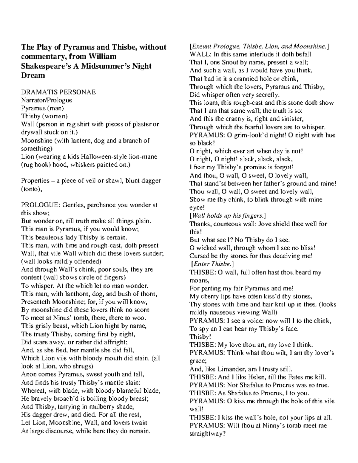 HF-Pyramus - for education purpose. - The Play of Pyramus and Thisbe ...