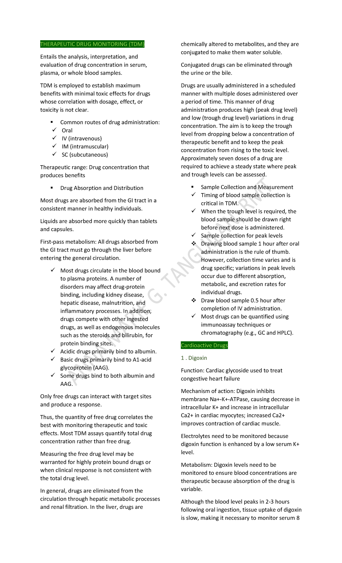 Tdm - THERAPEUTIC DRUG MONITORING (TDM) Entails the analysis ...