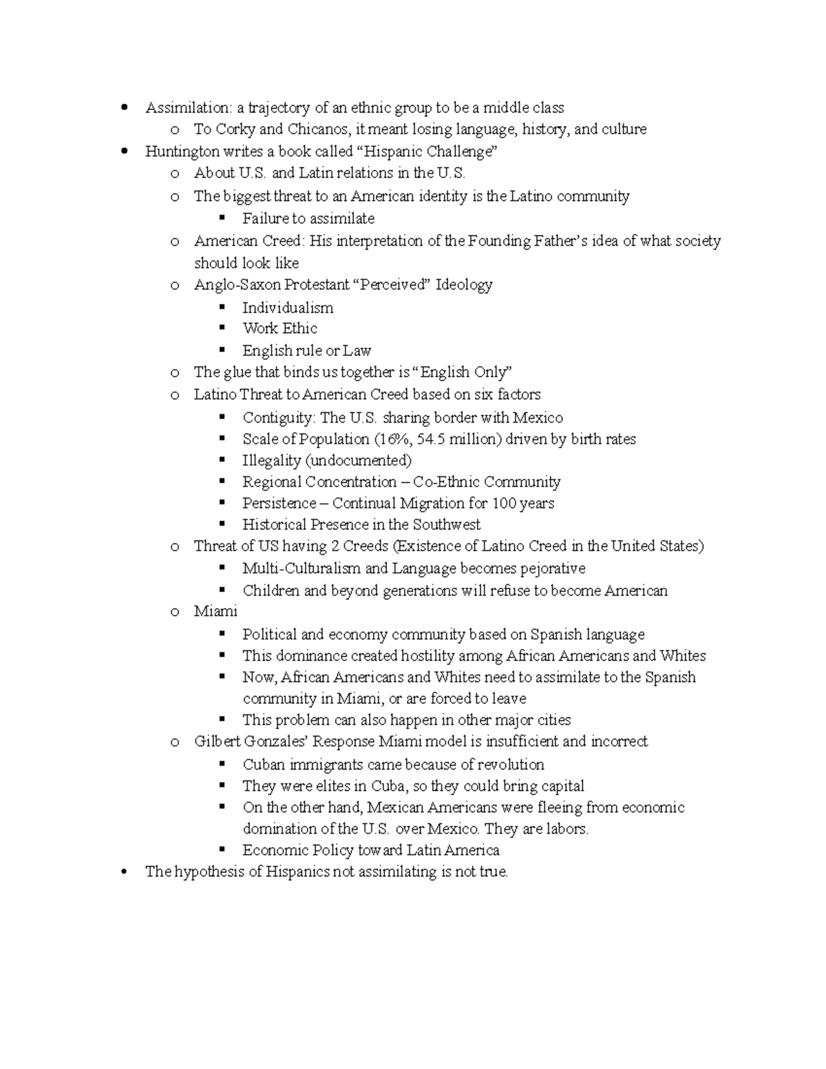 Lecture note to Chicano 101 - Assimilation: a trajectory of an ethnic ...