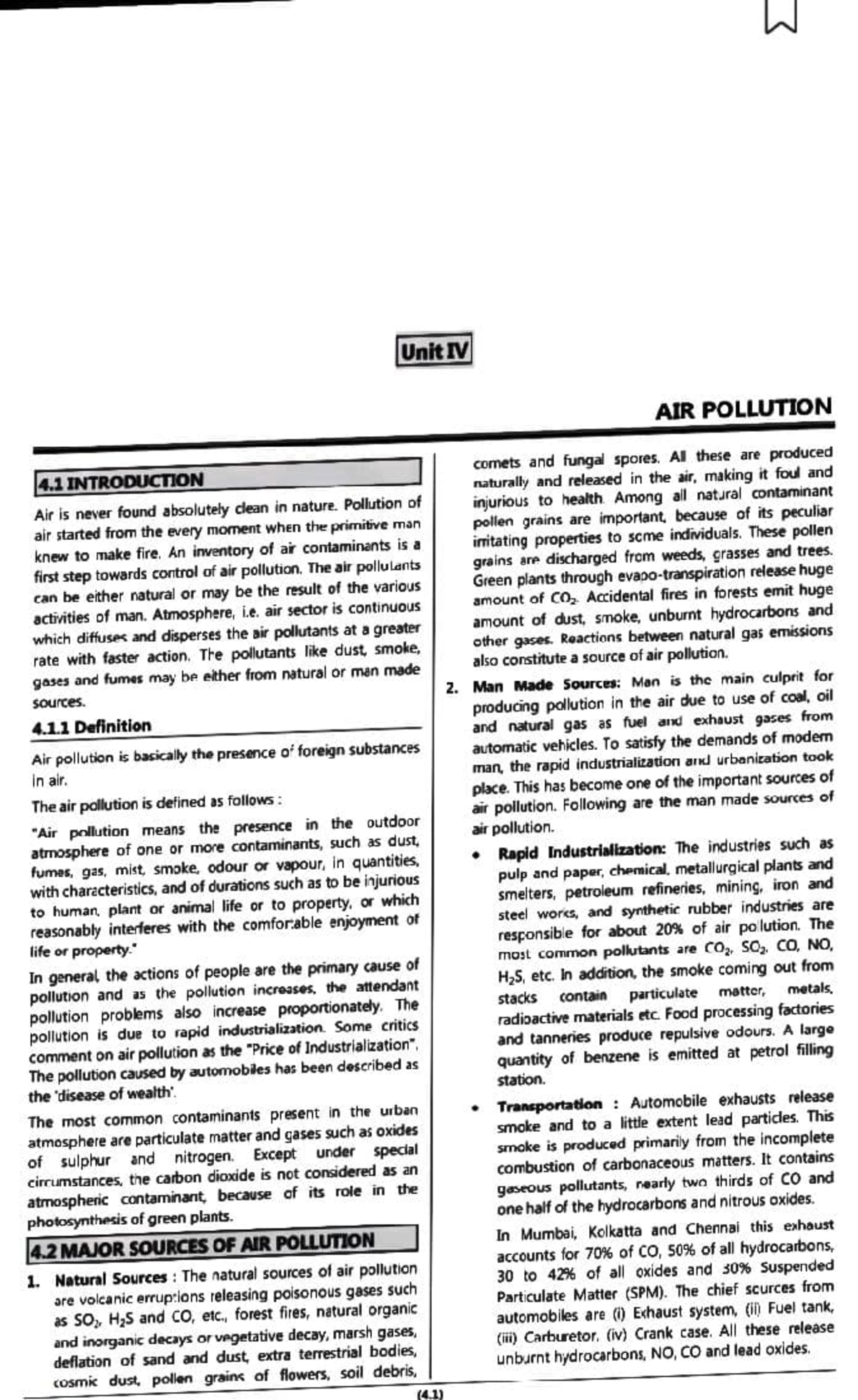 Unit 4 Air Pollution EEE - Unit IV AIR POLLUTION comets and fungal spores. All these are ...
