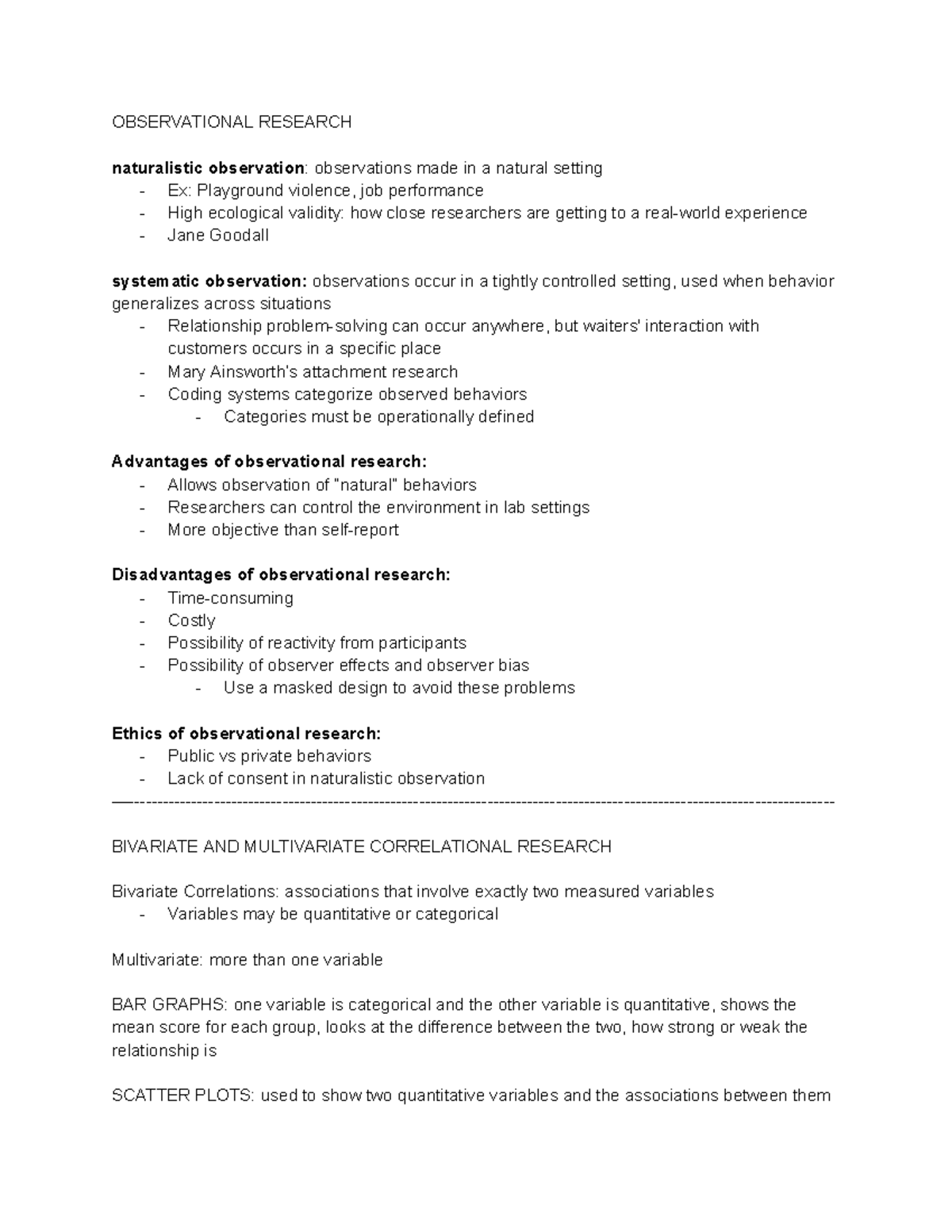 Psychology Research PSY230 Units 7-9 - OBSERVATIONAL RESEARCH ...