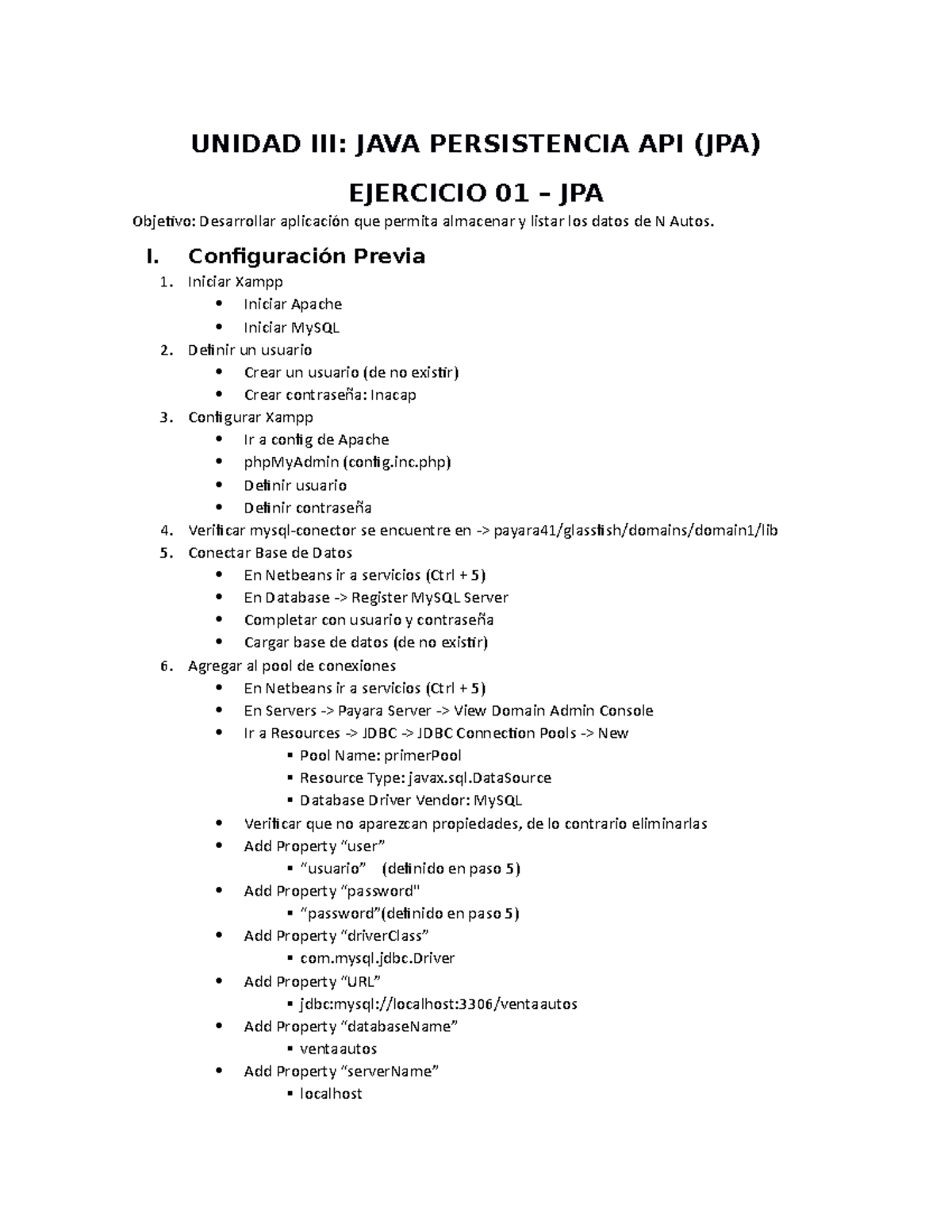 Unidad III - UNIDAD III: JAVA PERSISTENCIA API (JPA) EJERCICIO 01 – JPA ...