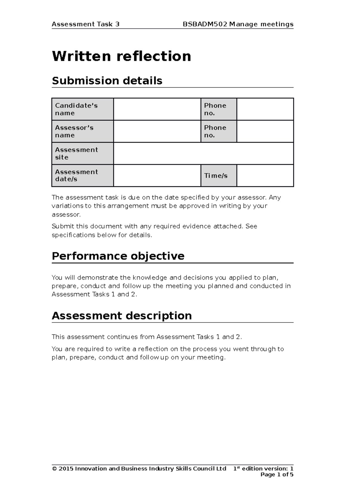 Bsbadm 502 Assessment-Task-3 Written reflection - Written reflection ...