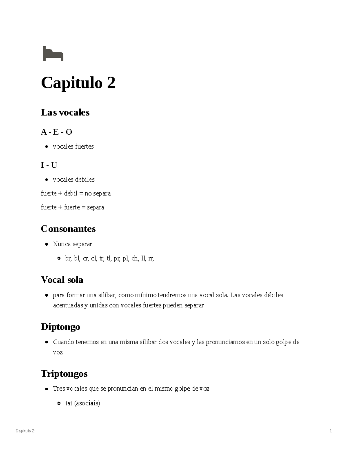 Capitulo 2 Notas - Capitulo 2 Las vocales A - E - O vocales fuertes I ...