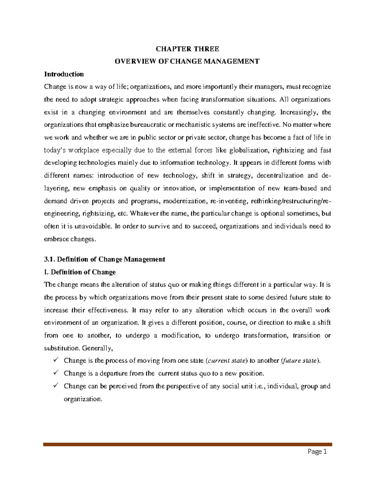 Change management 3-5 - Page 1 Introduction CHAPTER THREE OVERVIEW OF ...