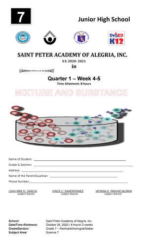 Science 8 Q1 WEEK 1 - Modules jud - Junior High School SAINT PETER ...