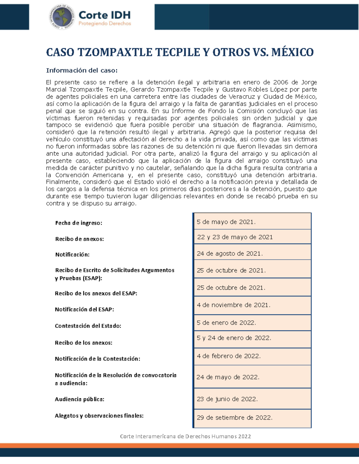Tzompaxtle tecpile y otros - CASO TZOMPAXTLE TECPILE Y OTROS VS. MÉXICO ...