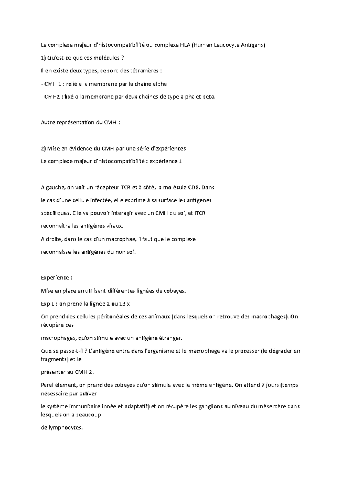 Cours CMH - Le complexe majeur d’histocompatibilité ou complexe HLA ...