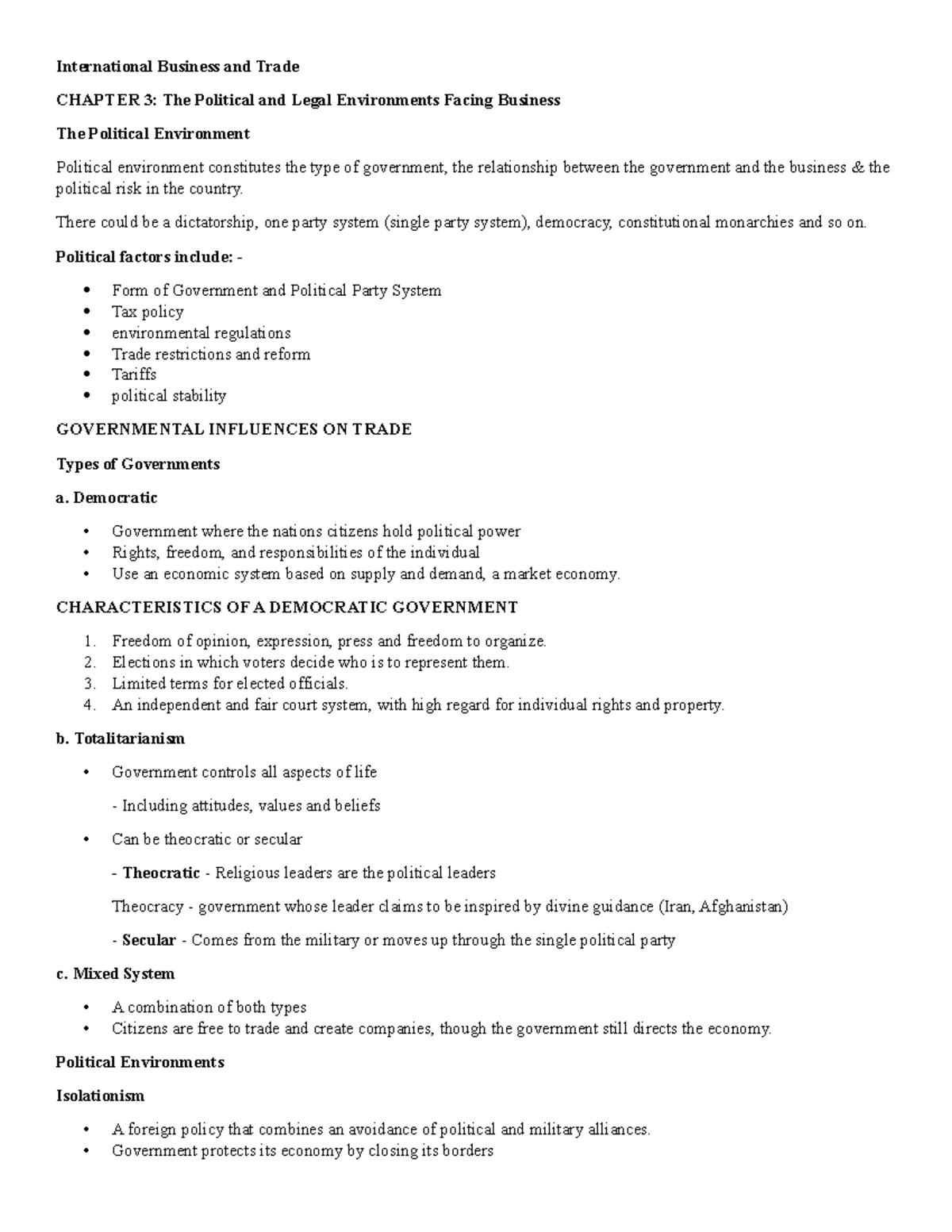 Bafin Chapter 3 THE Political AND Legal Environment - International ...