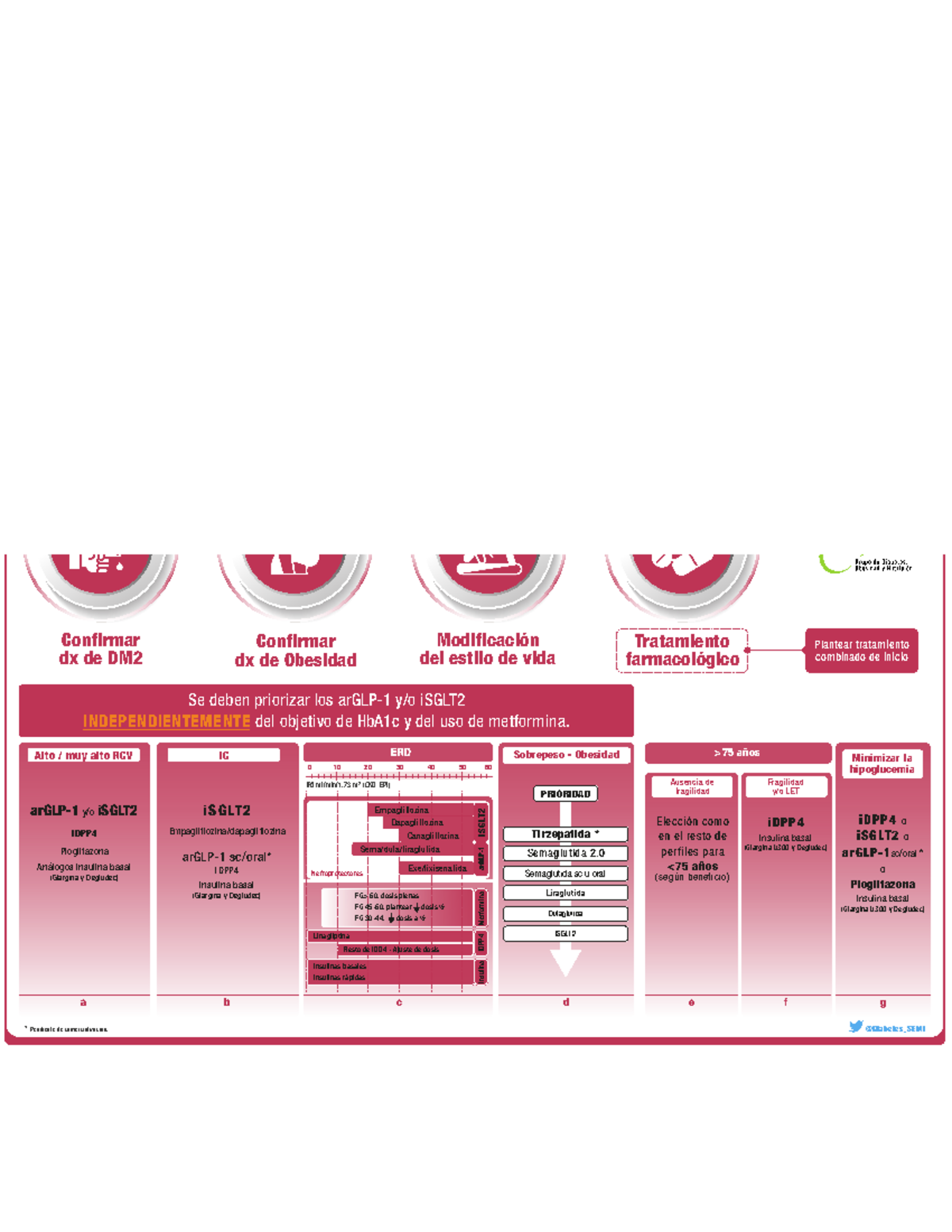 Algoritmo dm 2023 - Algoritme diabetes - a b c d e f g arGLP-1 y/o ...