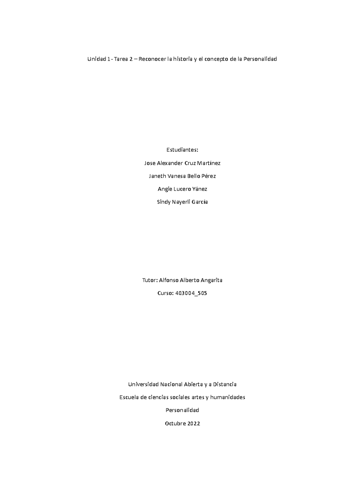 Traea 3 personalidad - No aplica - Unidad 1- Tarea 2 – Reconocer la ...