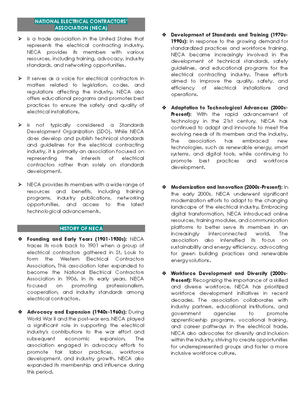 Different Standards - NATIONAL ELECTRICAL CONTRACTORS’ ASSOCIATION ...
