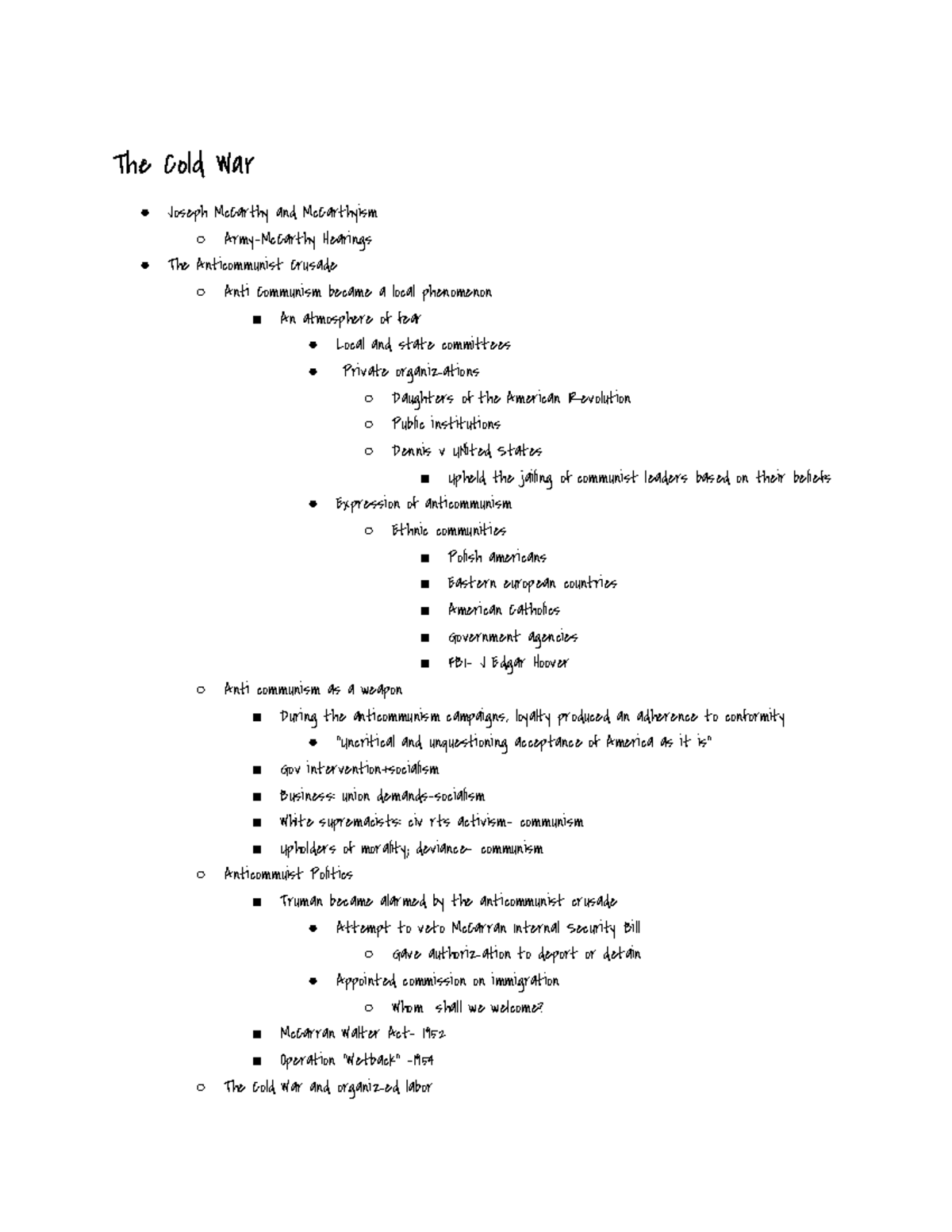 HST 131 11 2 lecture - Chet Bush - The Cold War Joseph McCarthy and ...