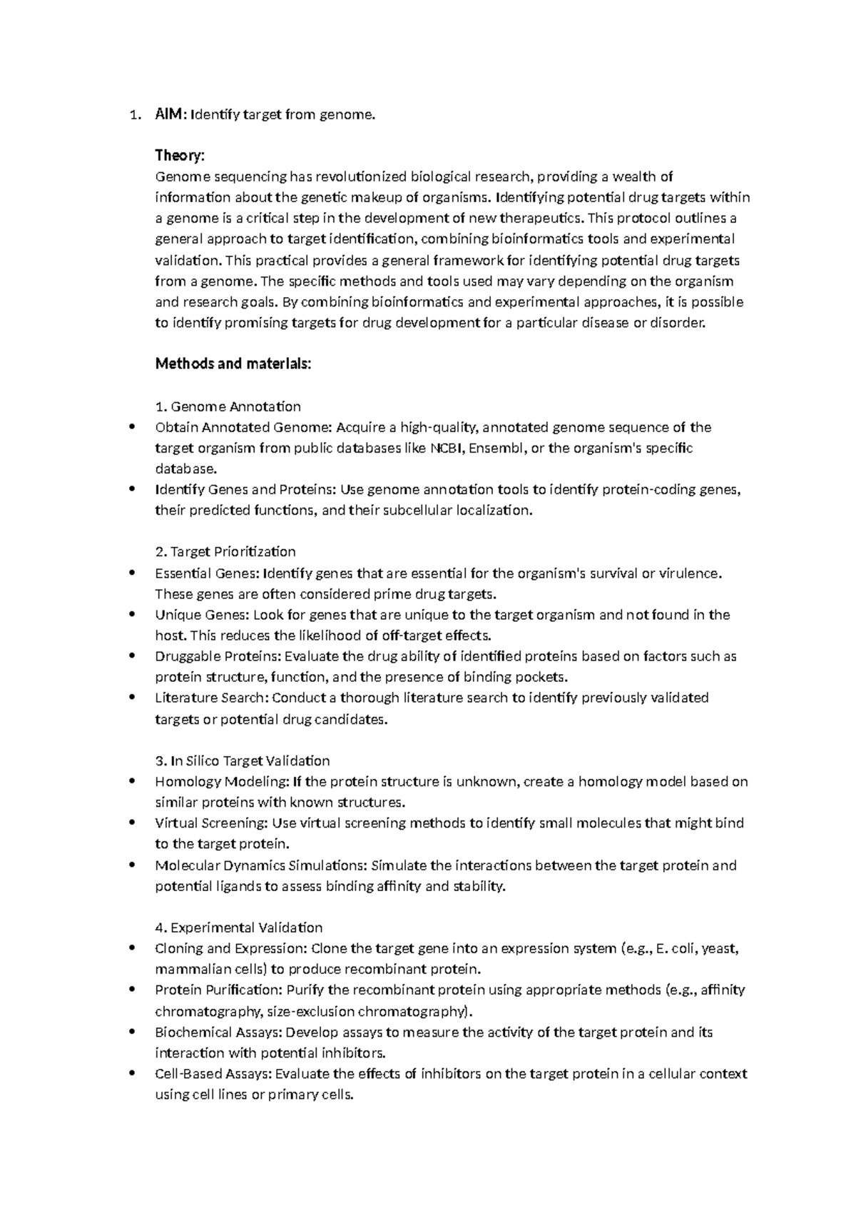 Computationalfile - Practical file of computational methods in biotechnology - 1. AIM: Identify ...