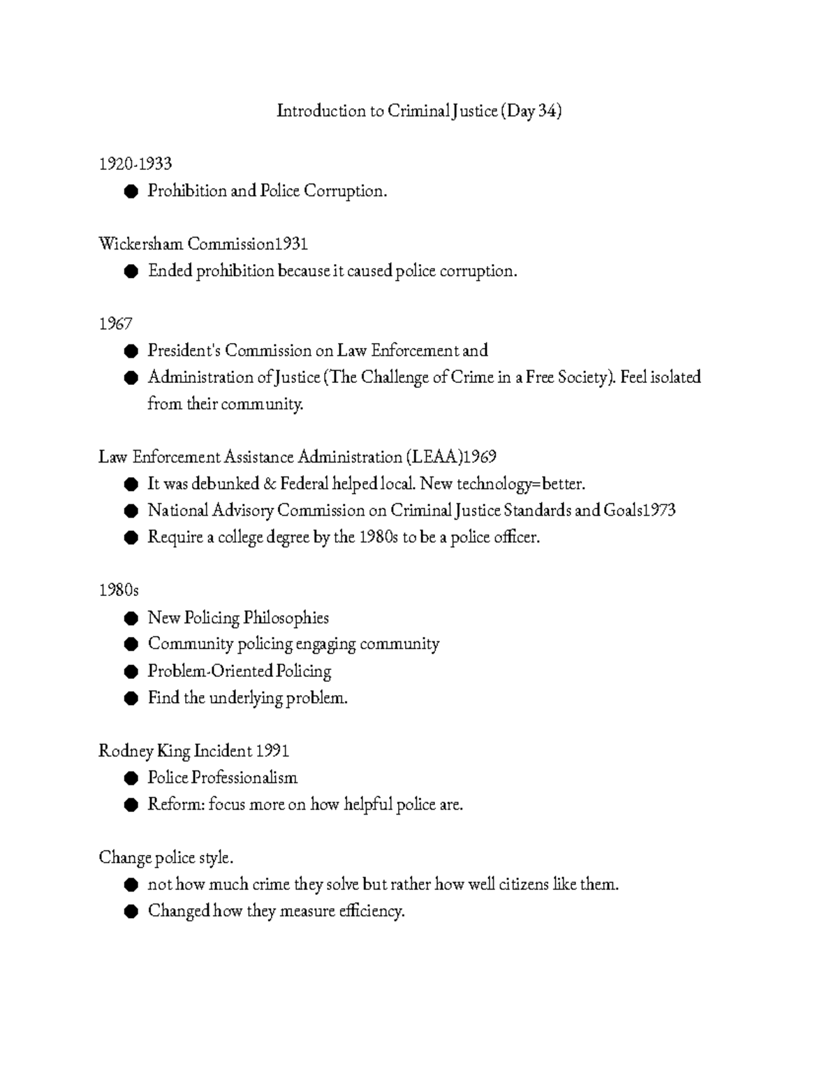 Introduction to Criminal Justice (Day 34) - Wickersham Commission Ended ...