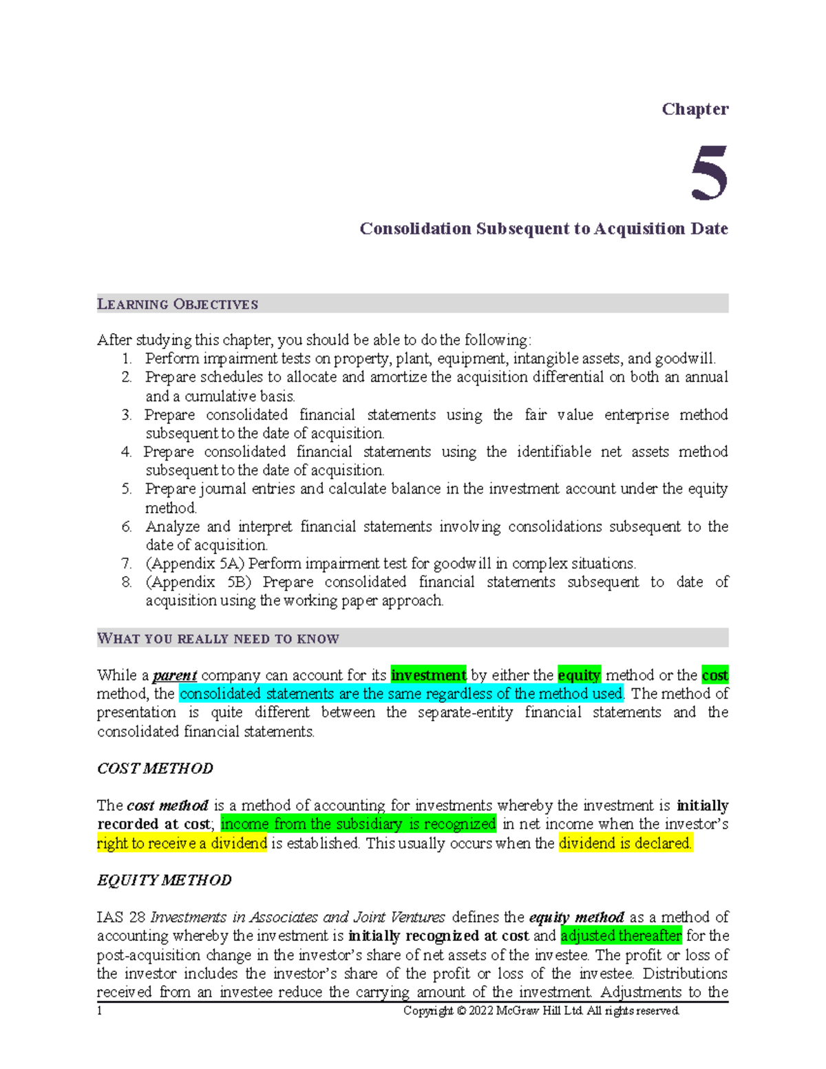 Herauf 10e Wyrntk Ch05 - summary - Chapter 5 Consolidation Subsequent to Acquisition Date ...