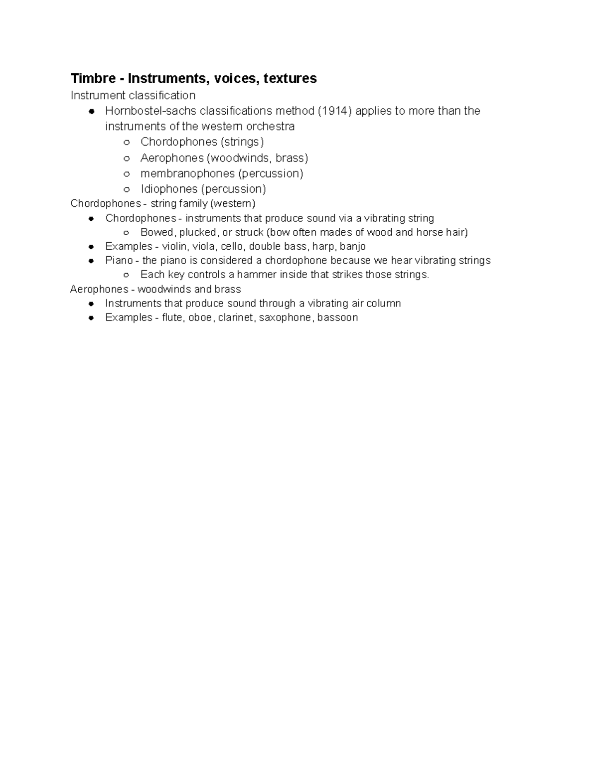 MUS 200 - Day of 9/2 - Timbre - Instruments, voices, textures ...