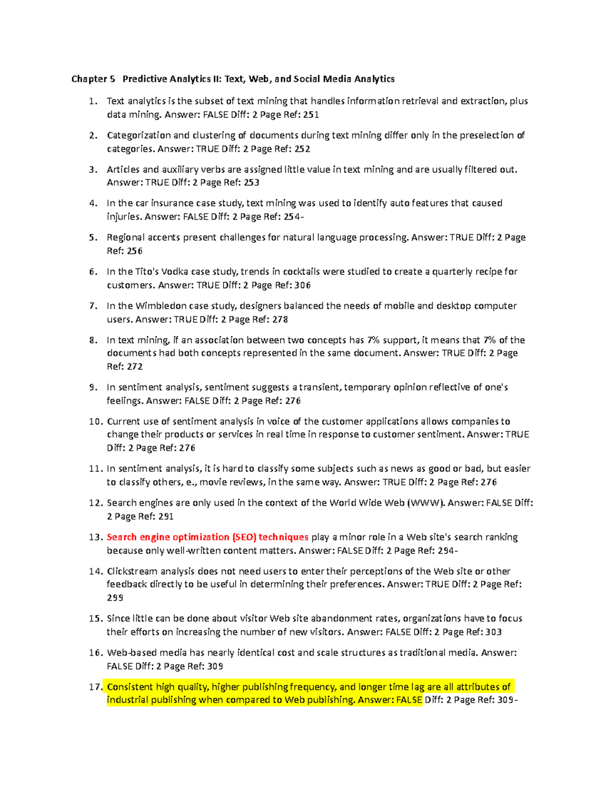 Study Guide CH5 - Useful source for quiz and final exam - Chapter 5 Predictive Analytics II ...