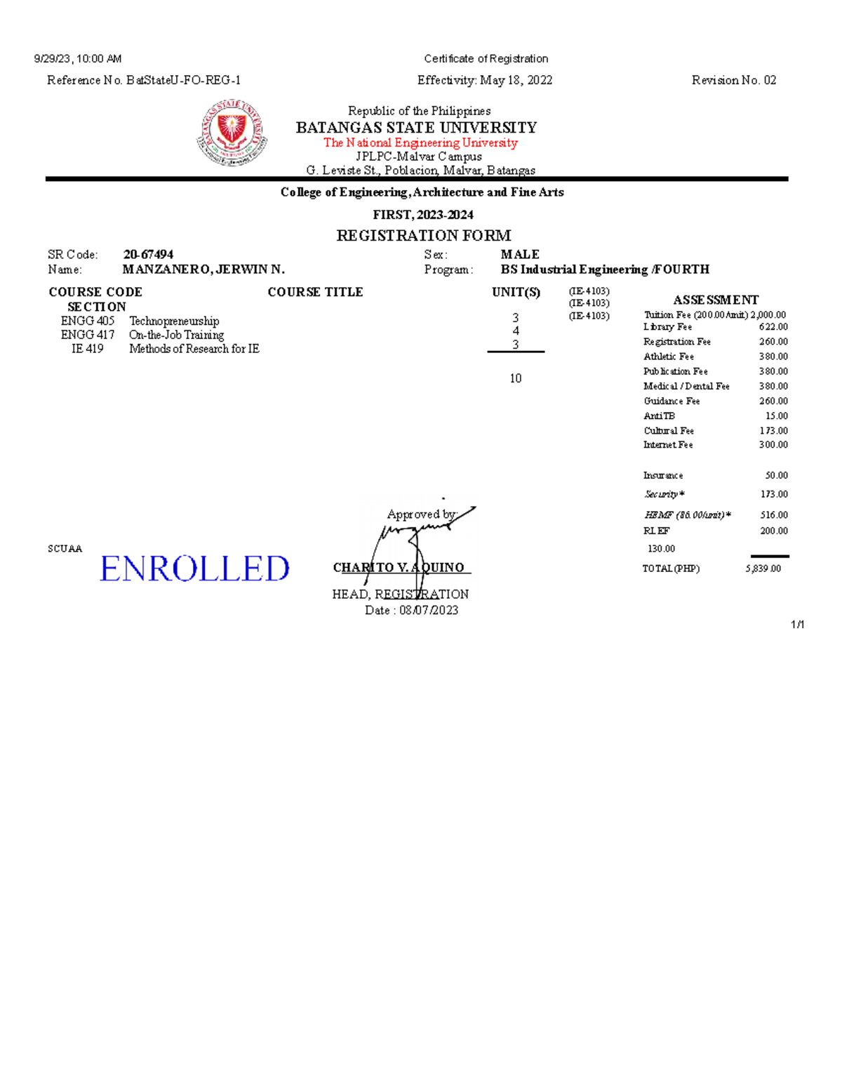 Student-Portal-Dashboard - 9/29/23, 10:00 AM Certificate of ...
