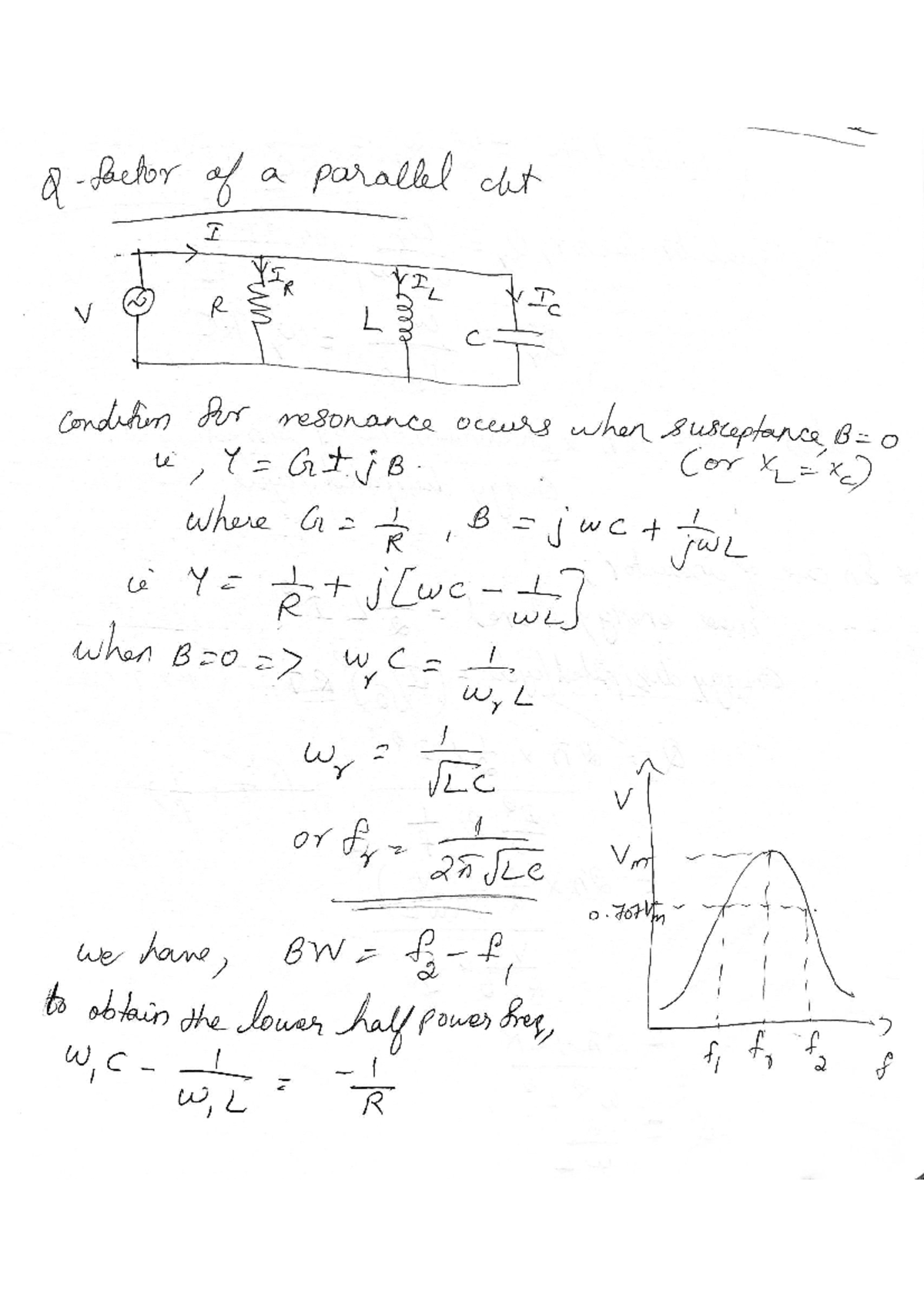 Qfactor of parallel circuits,current magnification,comparison between ...