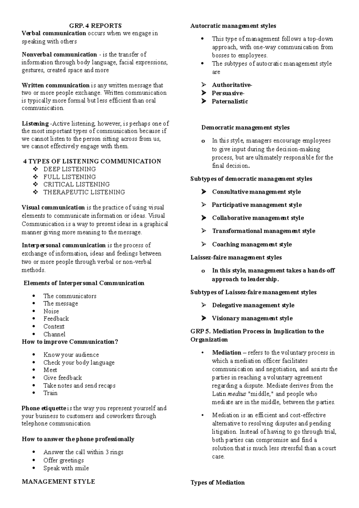 Reviewer-in-HRDM - Hrdm reviewer - GRP. 4 REPORTS Verbal communication ...