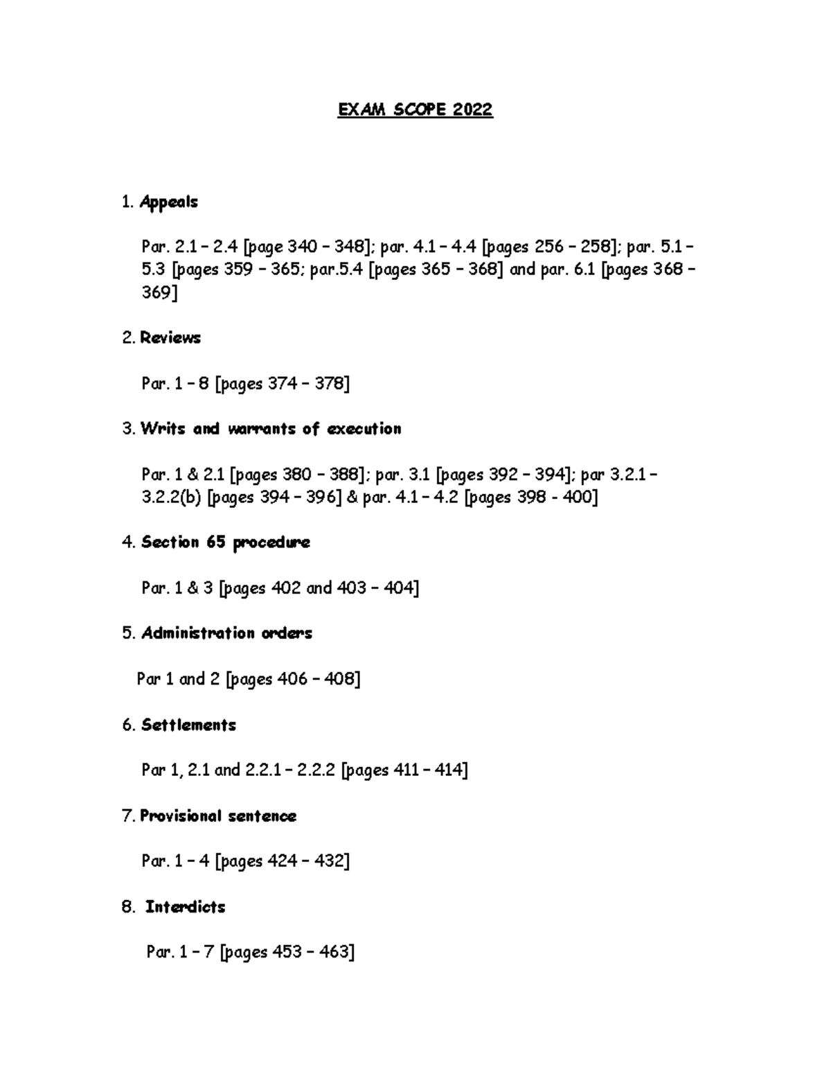 Scope Exam 2023 - guidelines on what to read for assessments - EXAM ...