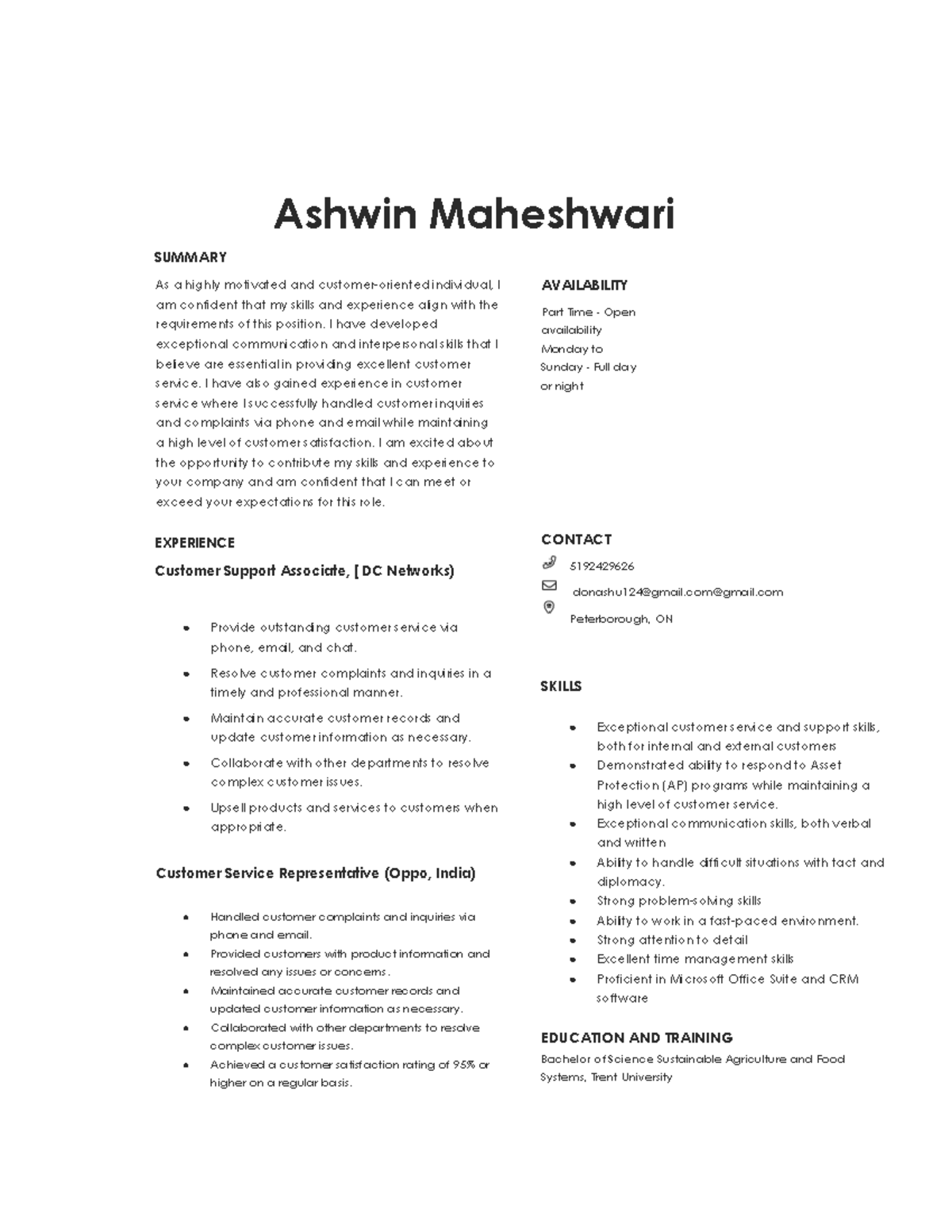 DOC-20230823-WA0021 - ddfsdfsd - Ashwin Maheshwari SUMMARY As a highly motivated and - Studocu