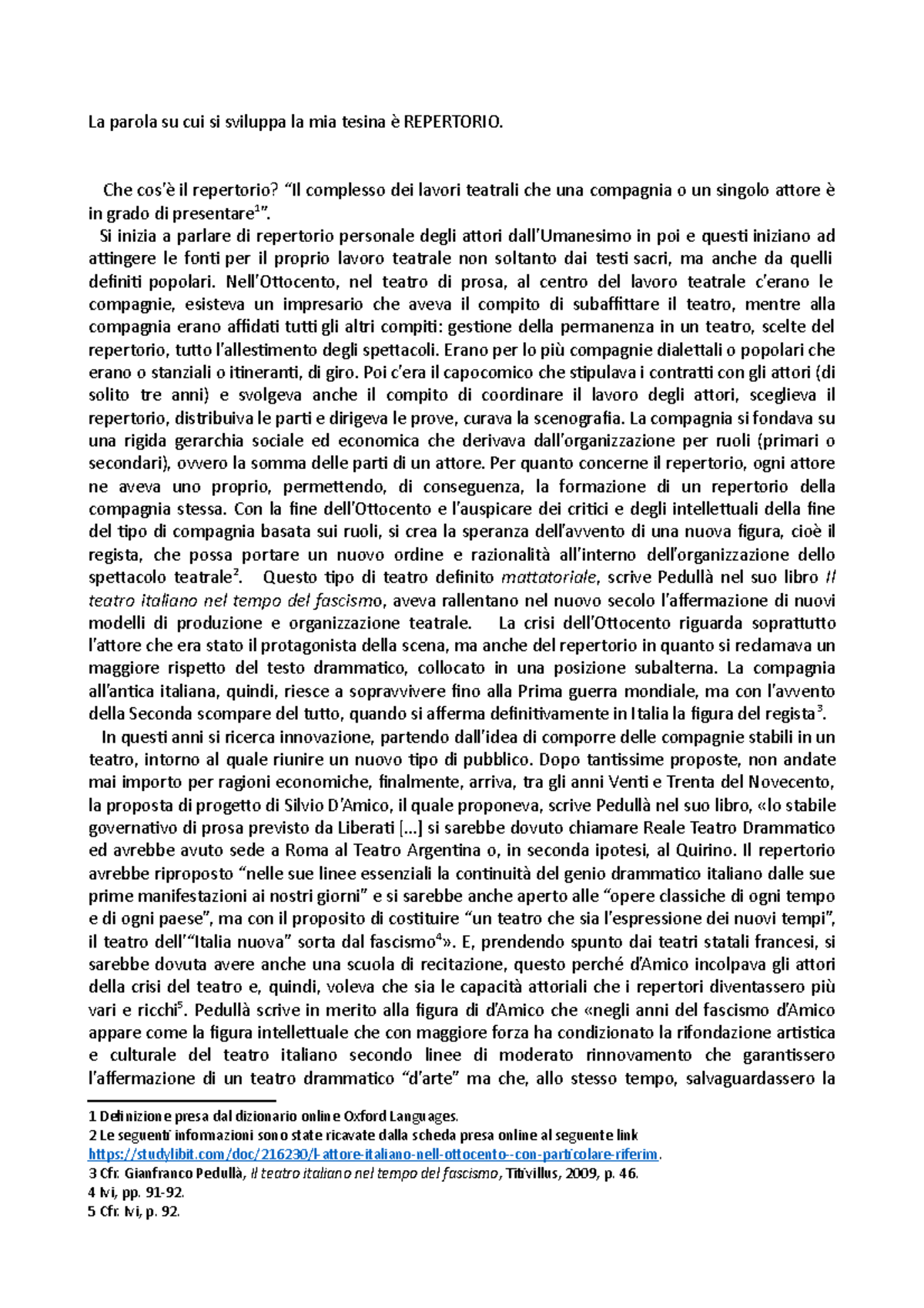 Tesina Teorie e Pratiche del lavoro Teatrale - La parola su cui si ...