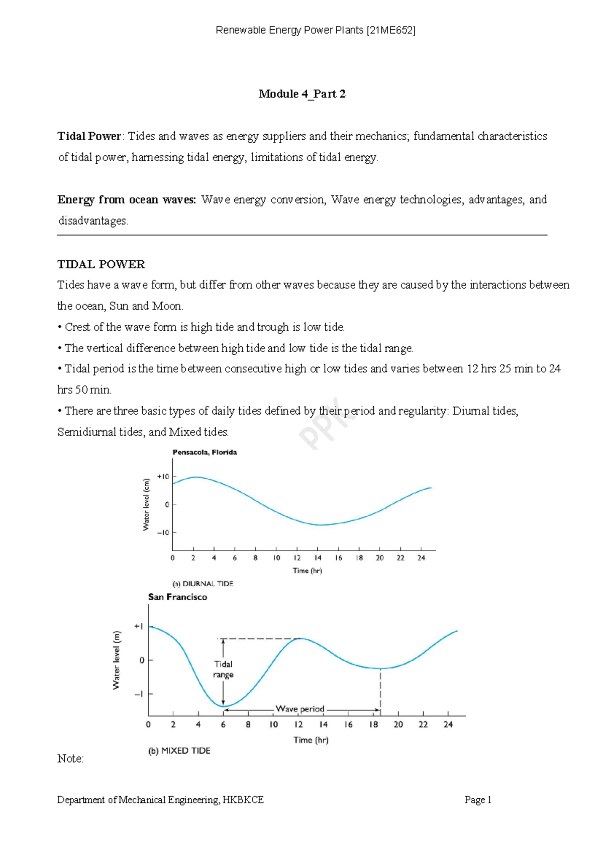 21ME652 module 4 - Module 4_Part 2 Tidal Power: Tides and waves as energy suppliers and their ...