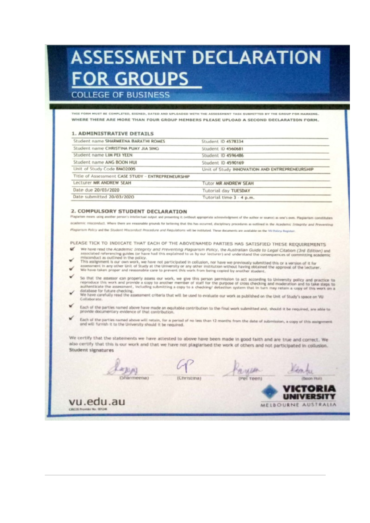 IE Case Study - Acknowledgement Reminding and appreciating the fine ...