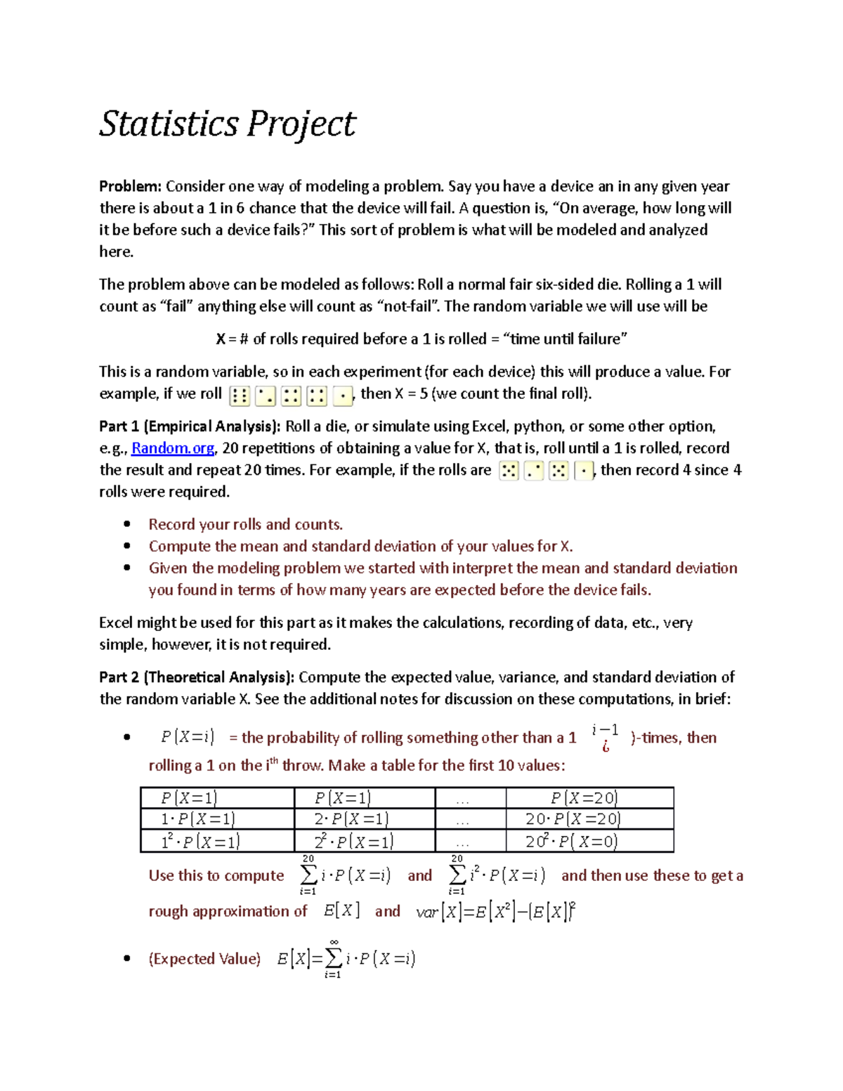 MAT-154 Notes for Lesson 1.1 - Statistics Project Problem: Consider one ...