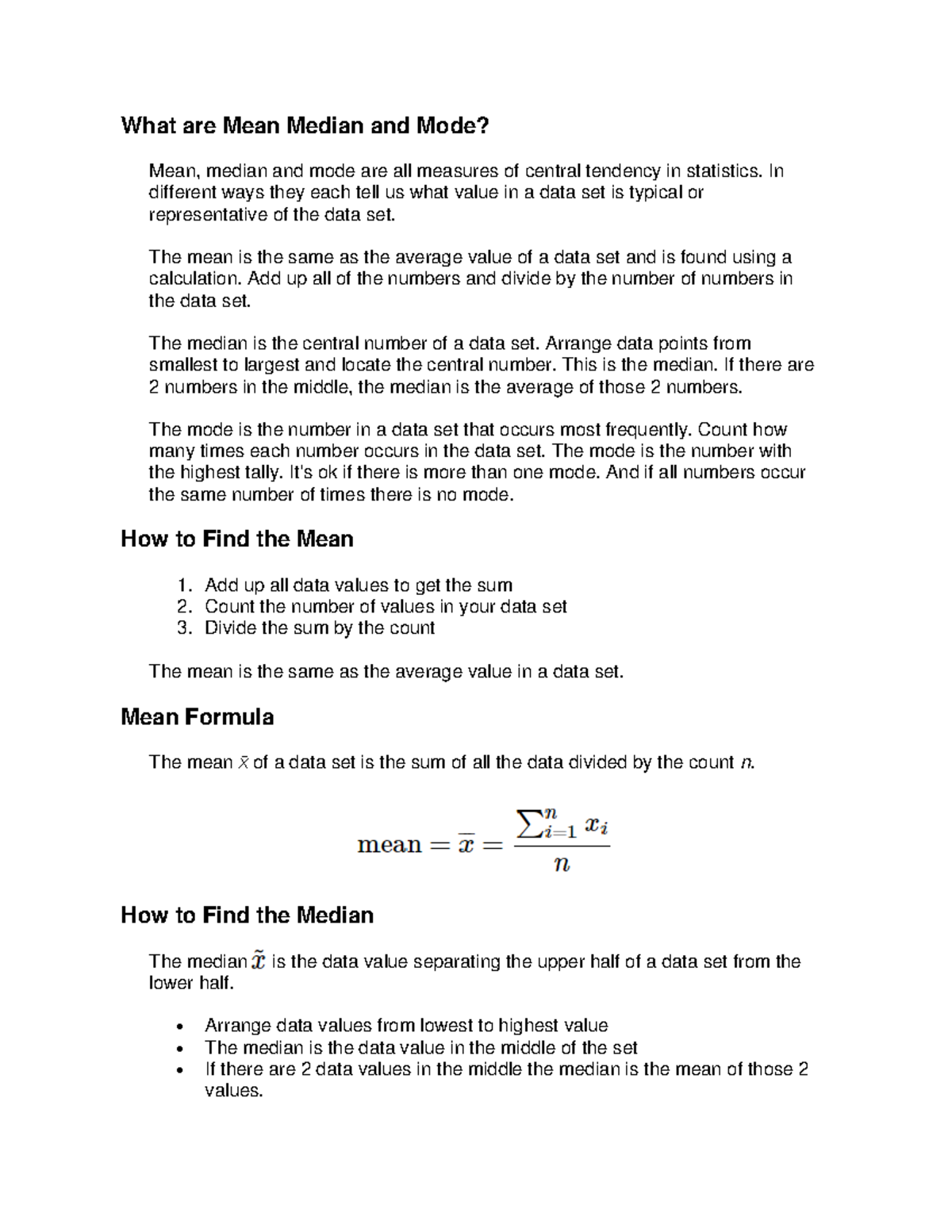 Stats Formulas - This is a lecture note containing the story, essay ...