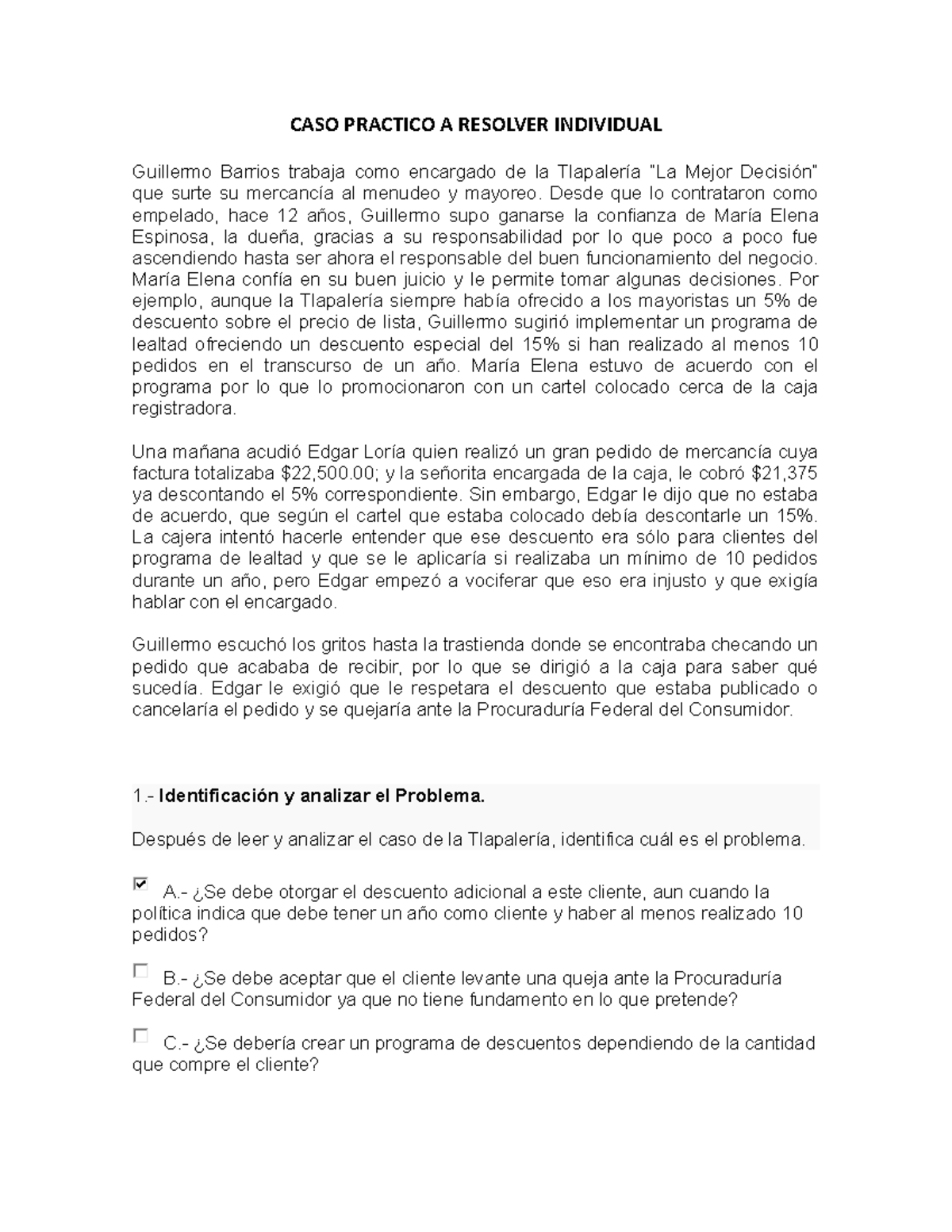 Caso a resolver - apuntes, apuntes, apuntes, apuntes - CASO PRACTICO A ...