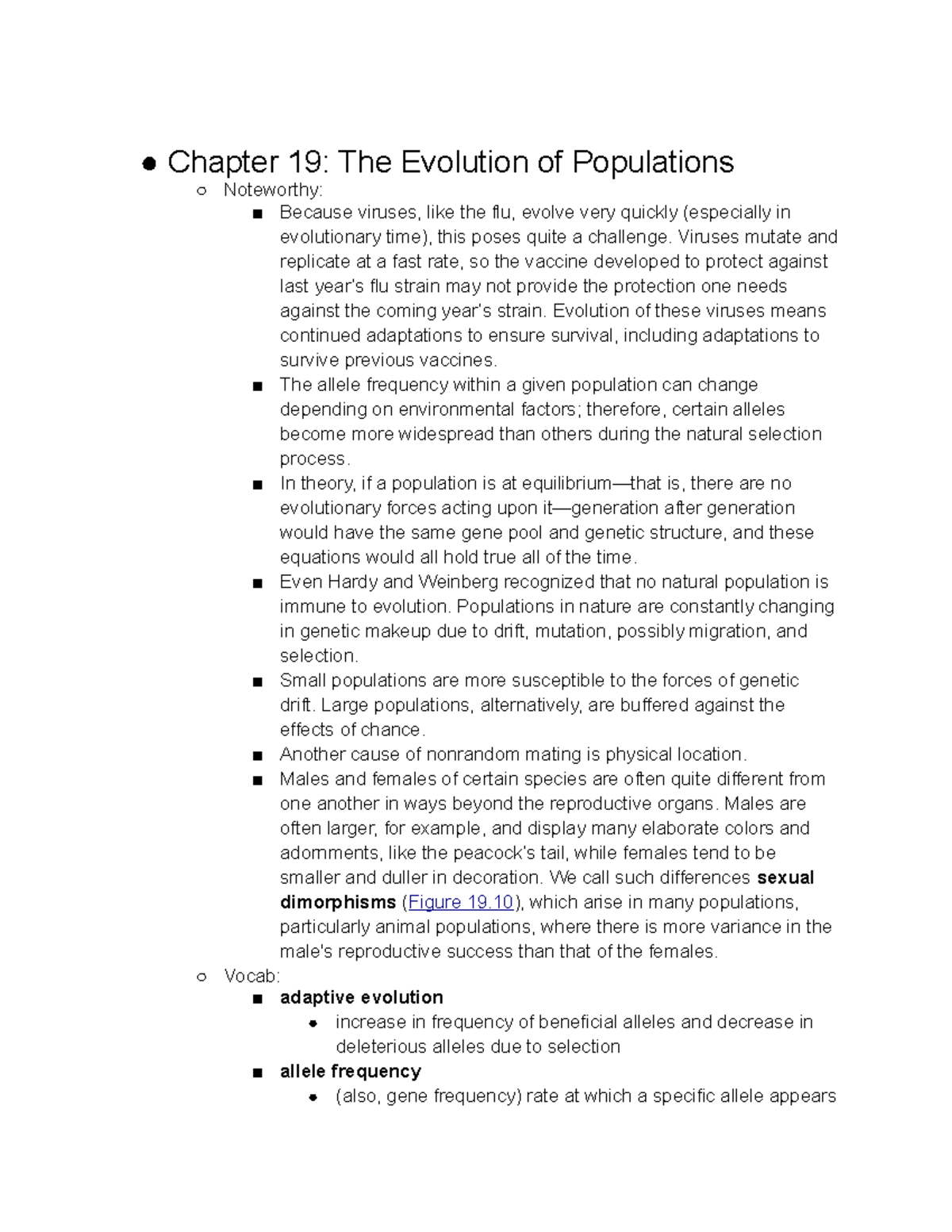 Chapter 19 The Evolution of Populations - Chapter 19: The Evolution of ...