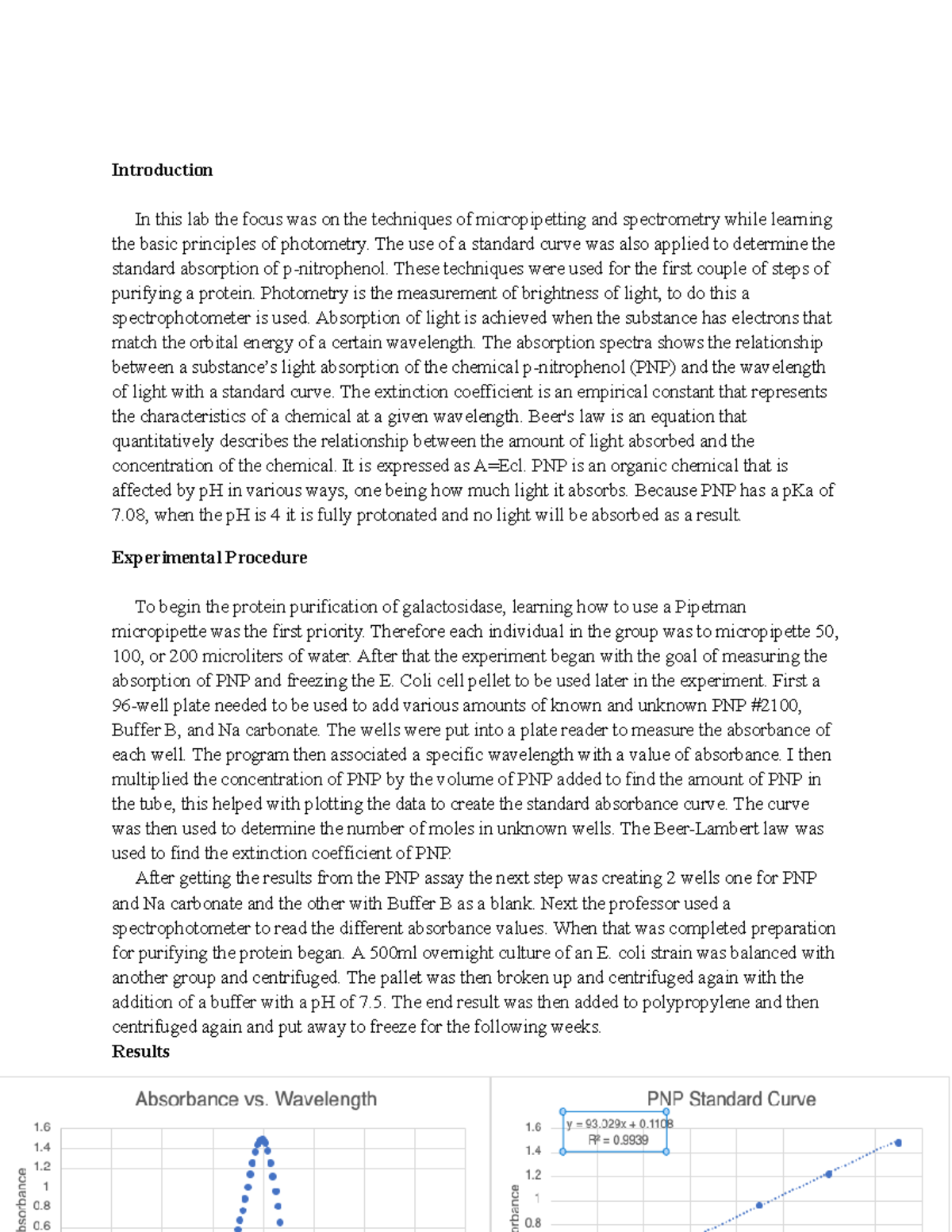 Bio Chem Lab Report 1 - hunter college - Introduction In this lab the ...