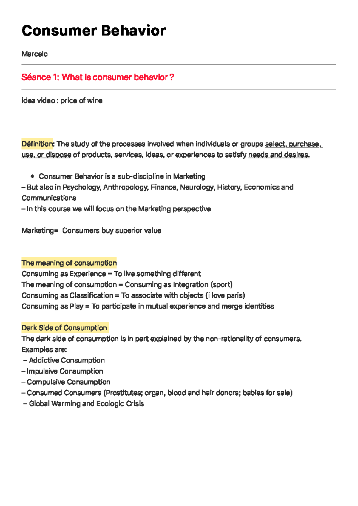 Consumer Behavior - C o n s u m e r B e h av i o r Marcelo S é a n c e ...