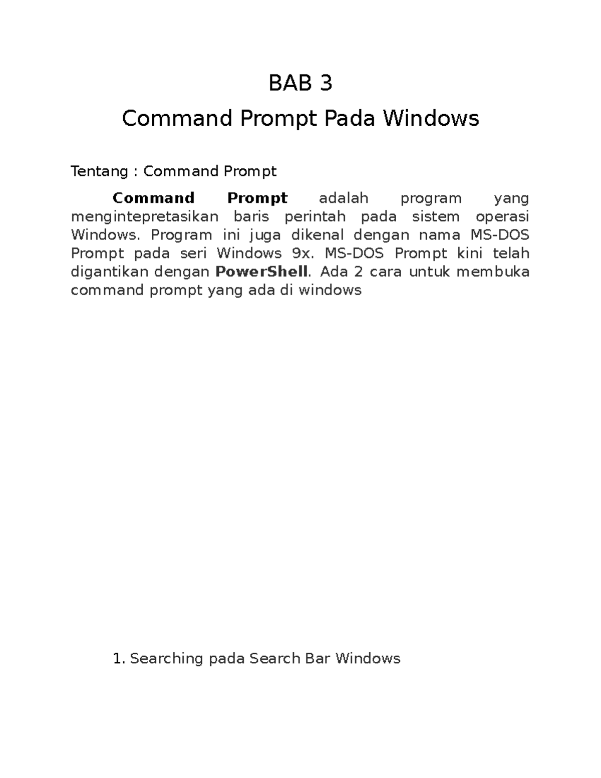 Modul 3 Command Prompt Bab 3 Command Prompt Pada Windows Tentang Command Prompt Command