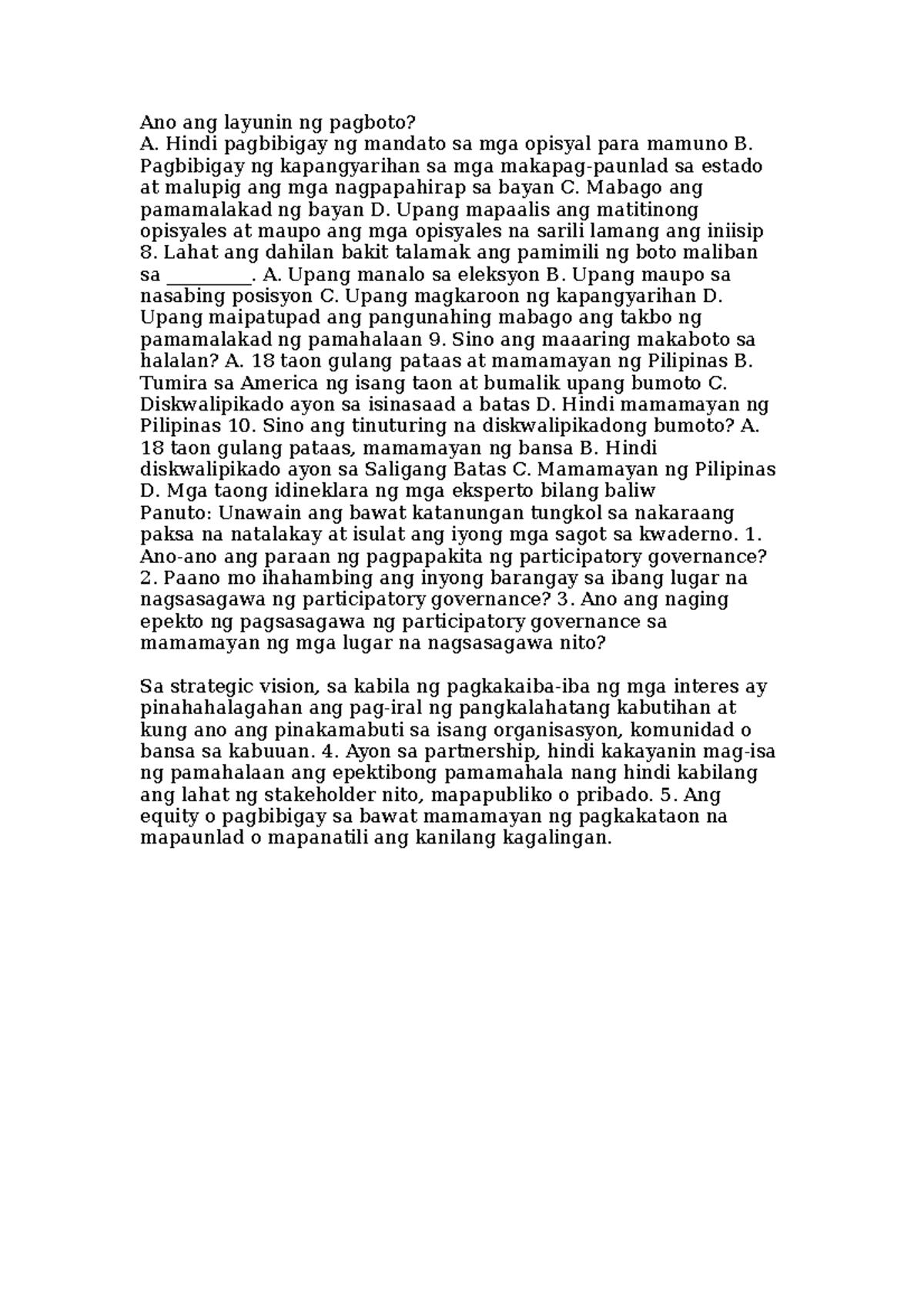 Ano ang layunin ng pagboto - Hindi pagbibigay ng mandato sa mga opisyal ...