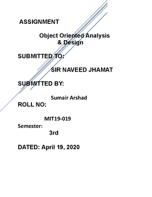 TCS3064 Assignment - TCS3064 Object Oriented Programming Page 1 of 8 SCHOOL OF INFORMATION - Studocu