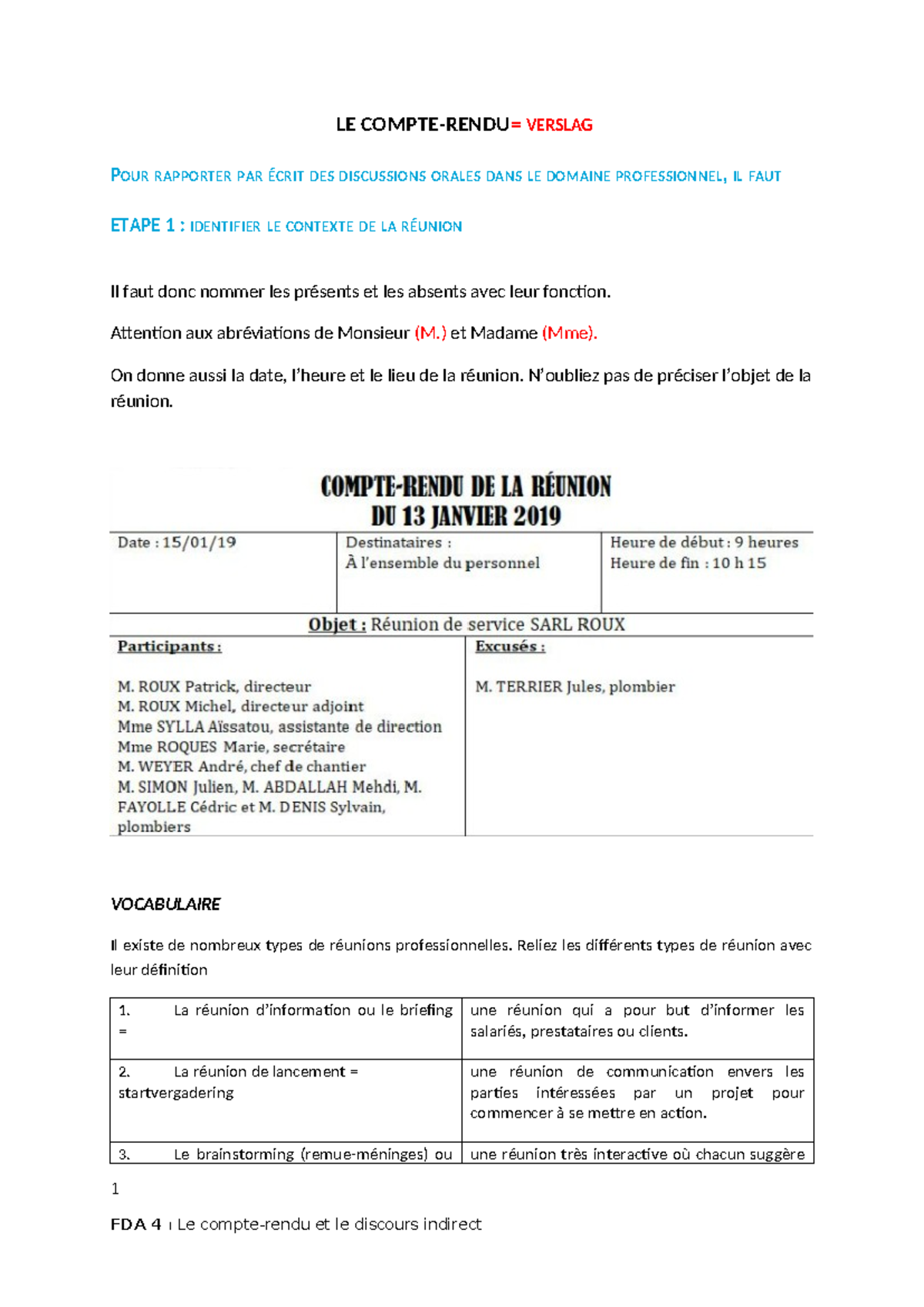 Le-compte-rendu-et-le-discours-indirect 2023-2024 - LE COMPTE-RENDU ...