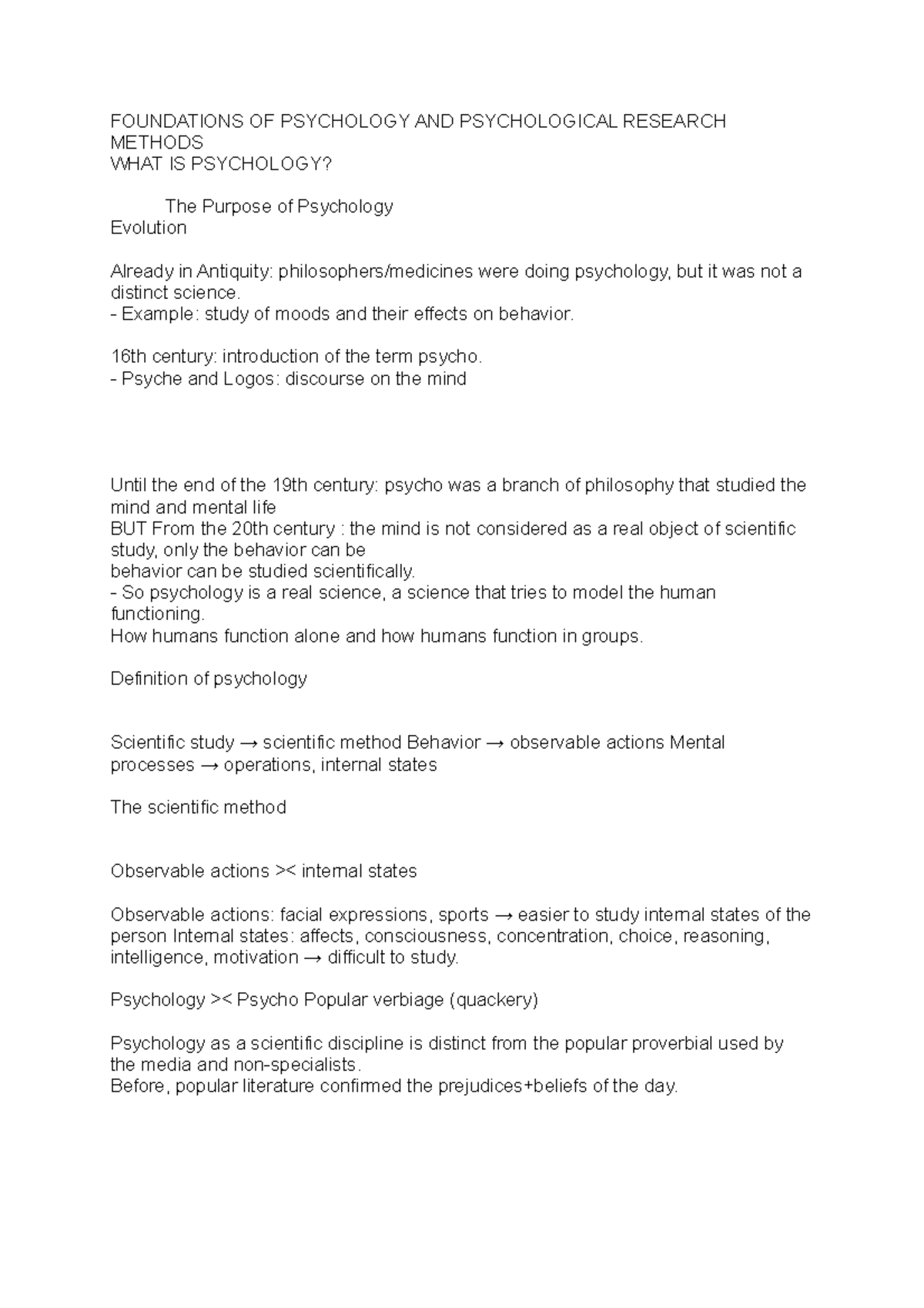 Foundations OF Psychology AND Psychological Research Methods ...