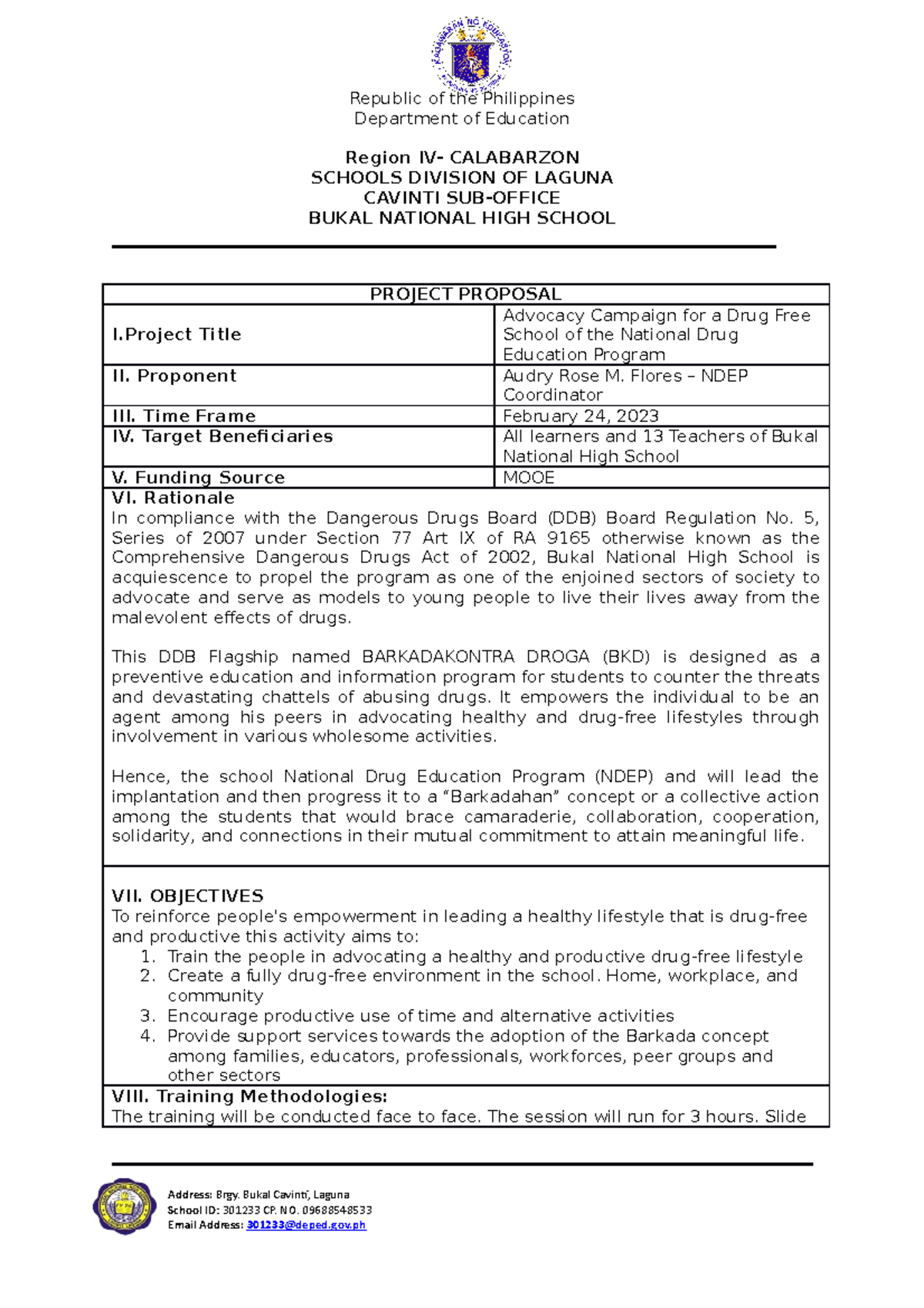 NDEP-Project-Activity-Proposal - Department of Education Region IV ...