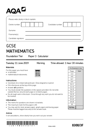 AQA GCSE Maths Higher Paper 3 MS - GCSE MATHEMATICS 8300/3H Higher Tier ...