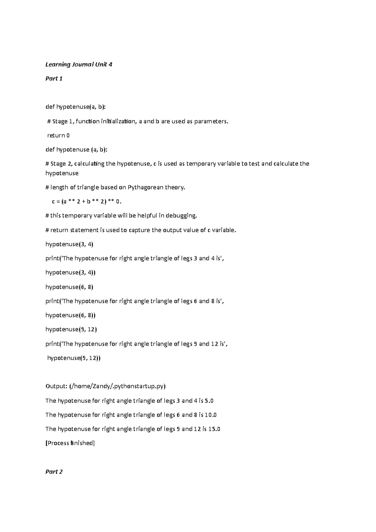 Programming Fundamentals Learning Journal Unit 4 CS 1101 - Learning ...