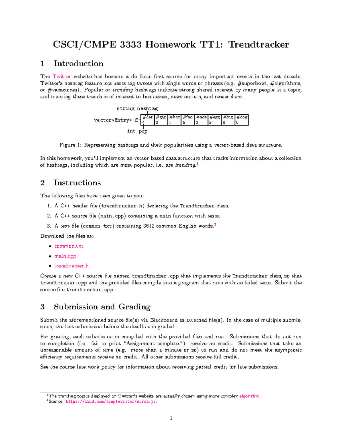 Hw TT1 - trendtracker - CSCI/CMPE 3333 Homework TT1: Trendtracker 1 ...