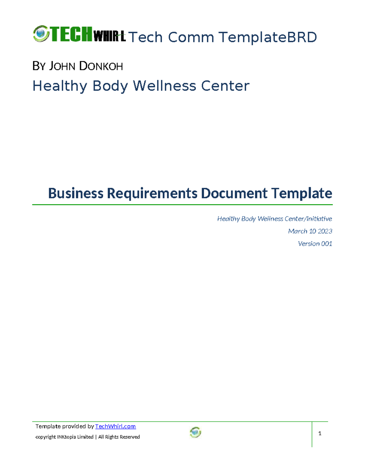 BRD Template Answer 1 - Great - BY JOHN DONKOH Healthy Body Wellness ...