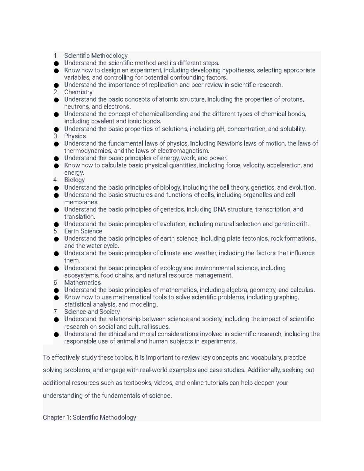 Science Topics Overview - Studocu