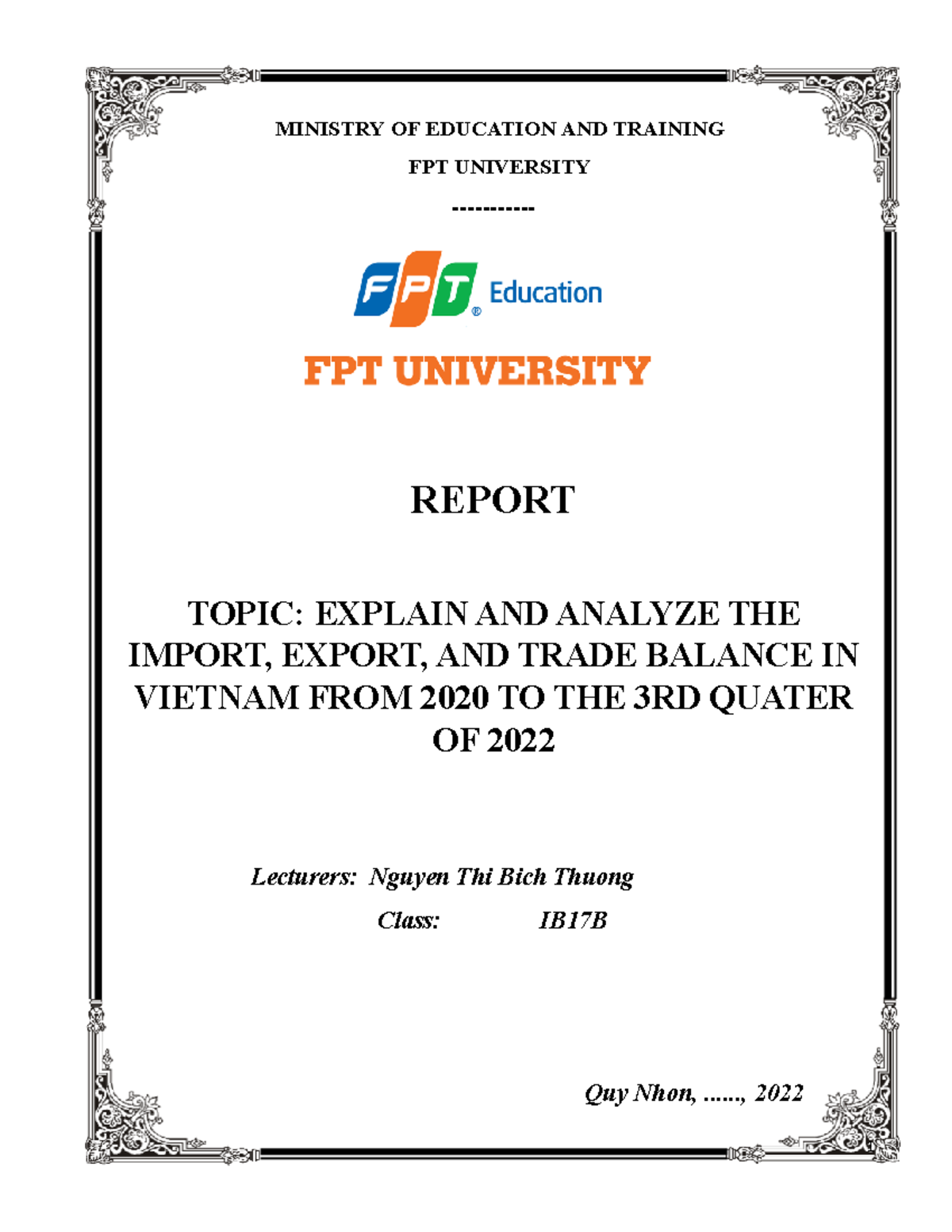 Group 1 Assignment Eco121 Ib17b - MINISTRY OF EDUCATION AND TRAINING ...