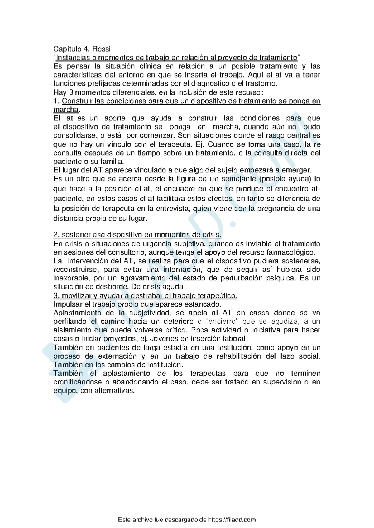 Cap 4 rossi - texto - Capítulo 4. Rossi “Instancias o momentos de trabajo en relación al ...